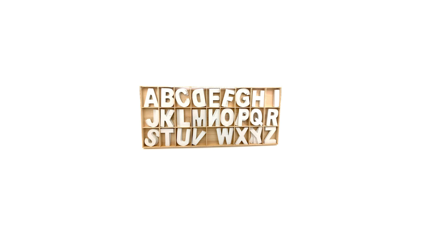 CAJA CON LETRAS EN MDF BLANCAS - UNIVERSO MAGICO